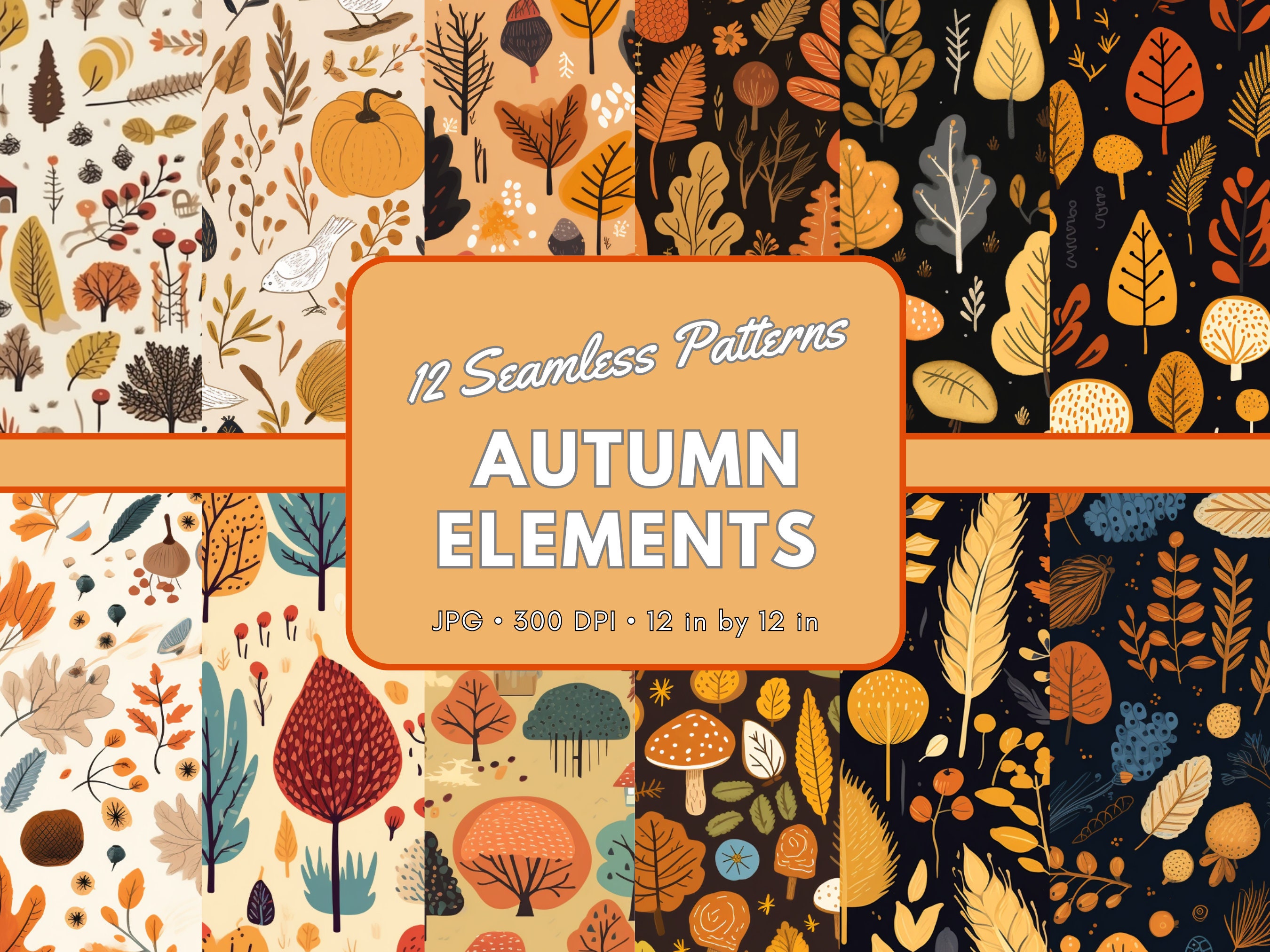 Autumn Digital Paper Autumn Seamless Pattern Fall Prints - Etsy