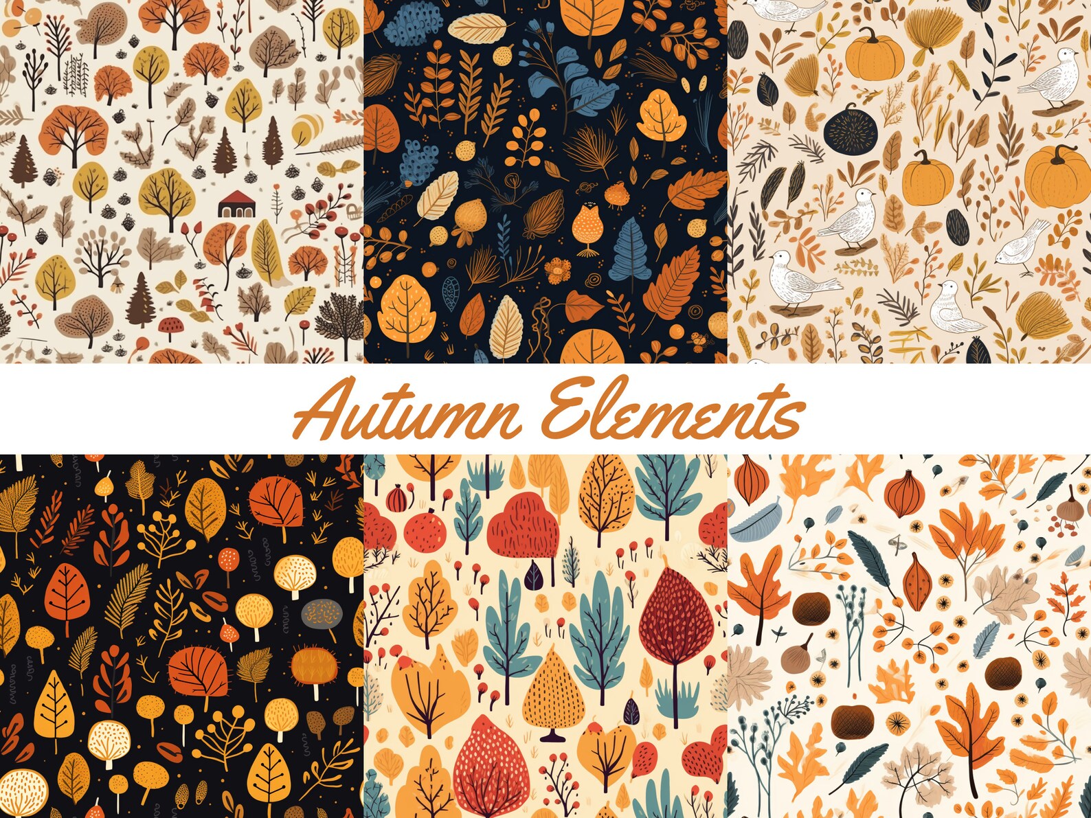 Autumn Digital Paper Autumn Seamless Pattern Fall Prints - Etsy