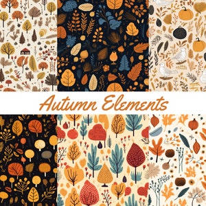 Autumn Digital Paper Autumn Seamless Pattern Fall Prints - Etsy
