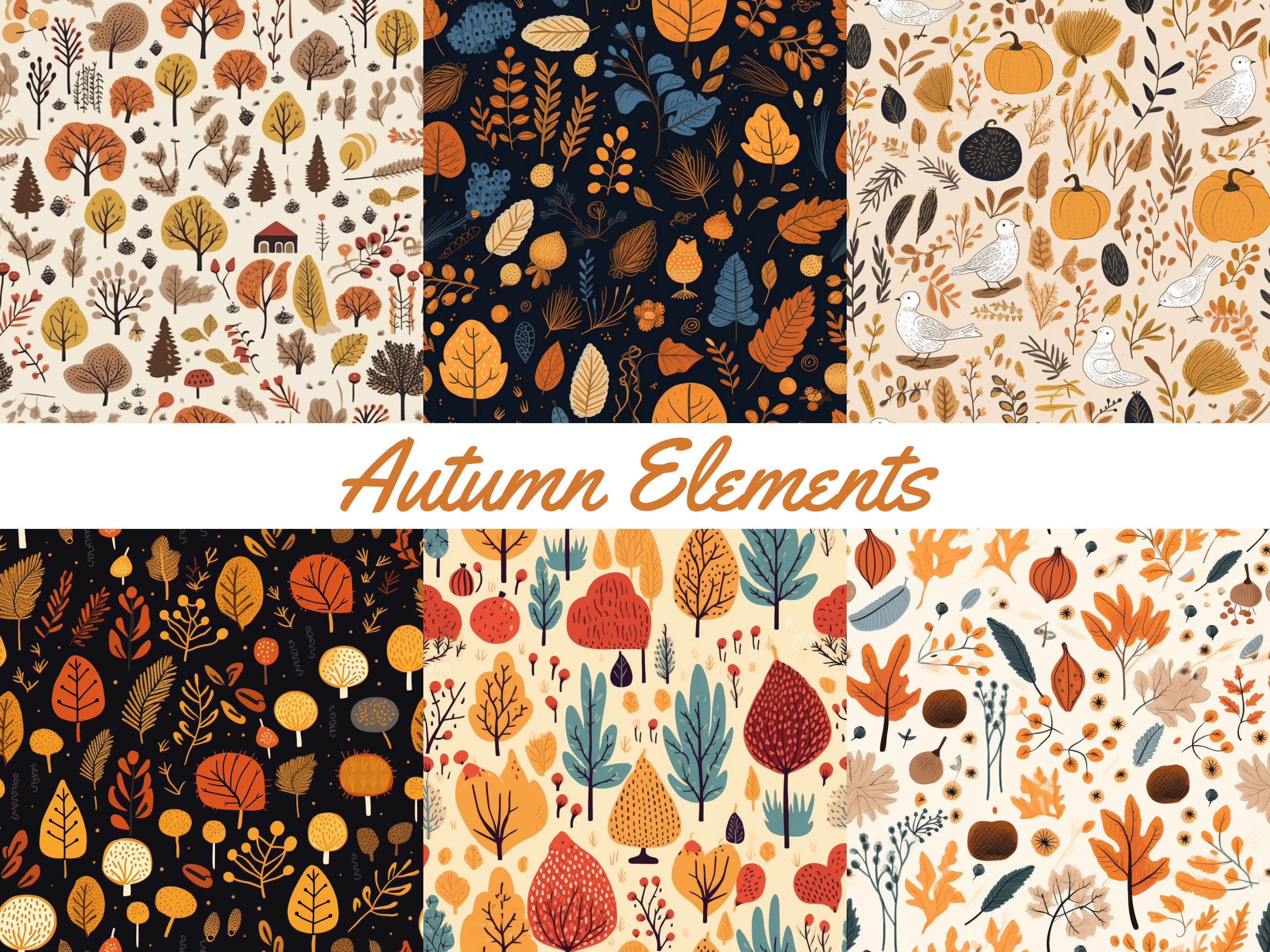 Autumn Digital Paper Autumn Seamless Pattern Fall Prints - Etsy