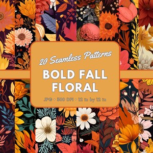 Vibrant Fall Floral, Digital Paper, Seamless Pattern, Autumn Prints ...