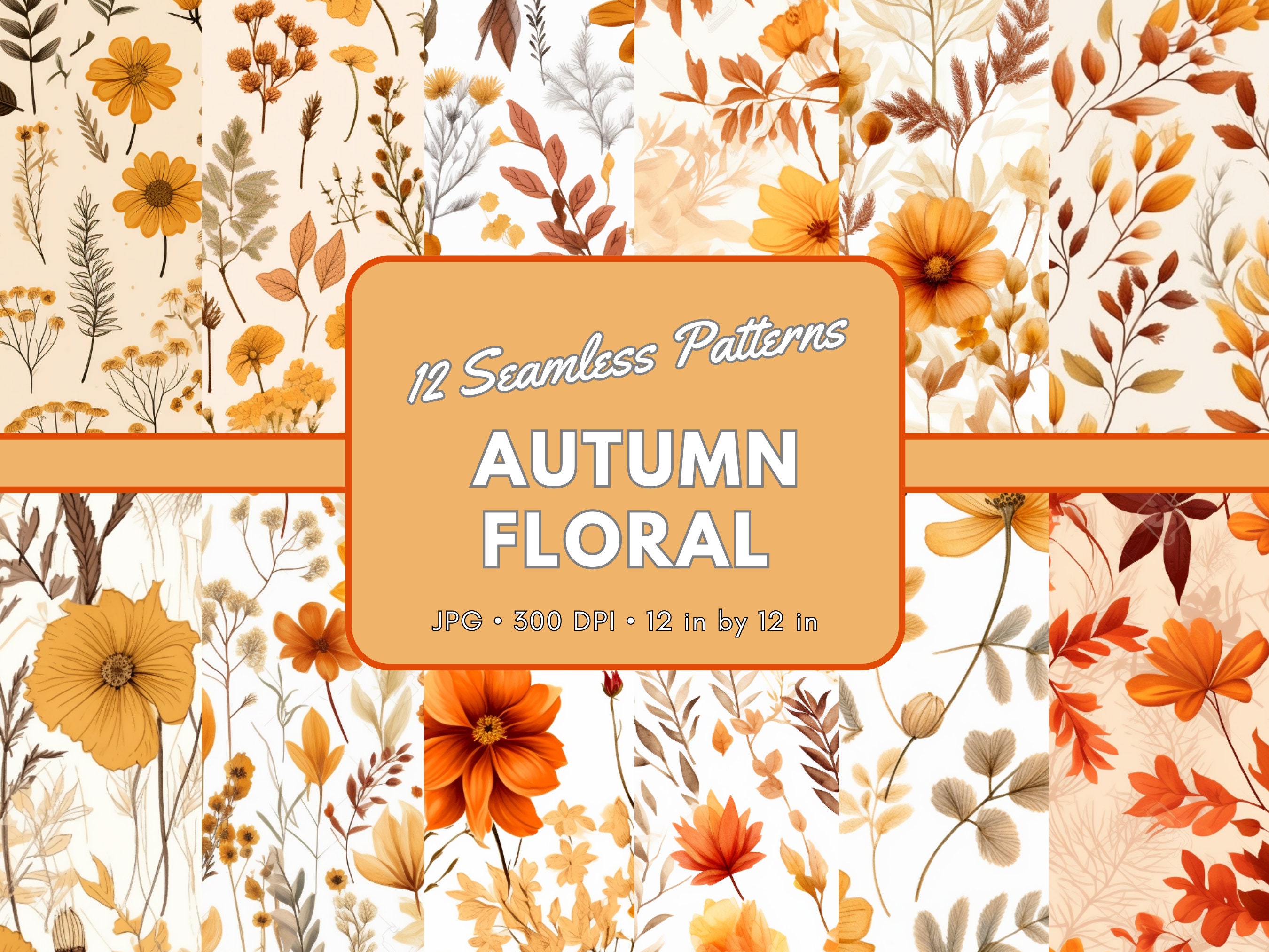 Autumn Floral Pattern, Autumn Digital Paper, Autumn Seamless Pattern ...