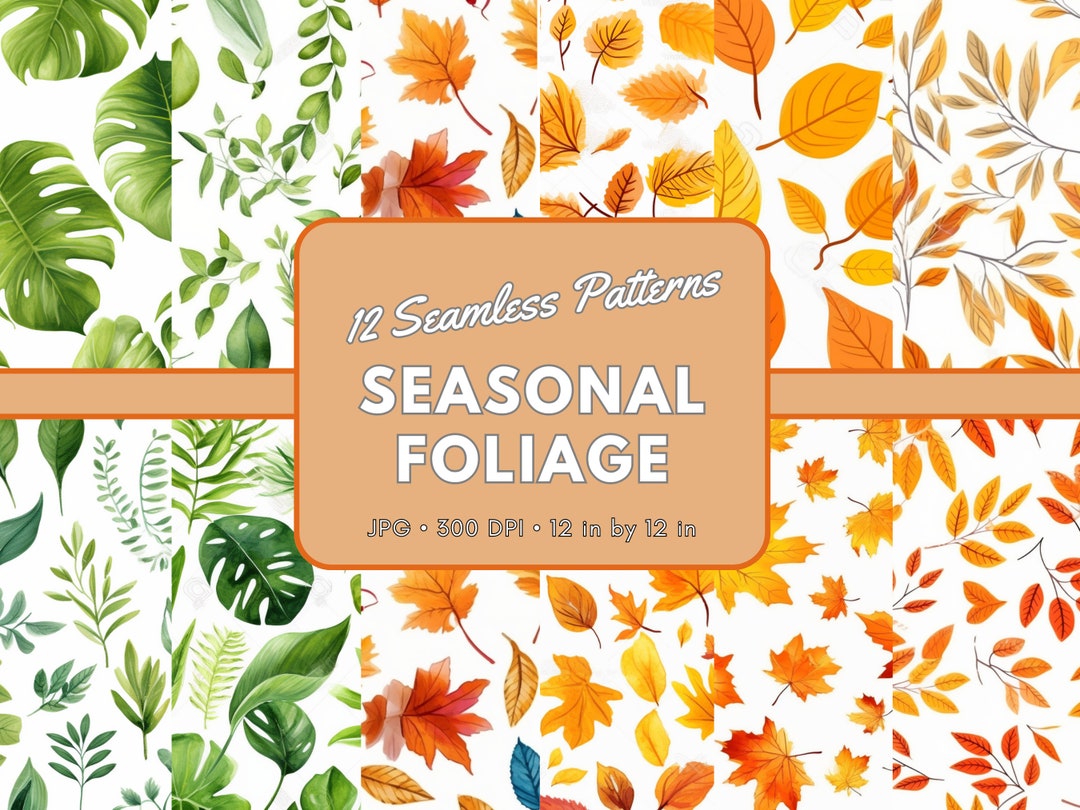 Leaves Digital Paper Leaves Seamless Pattern Leaf Prints - Etsy