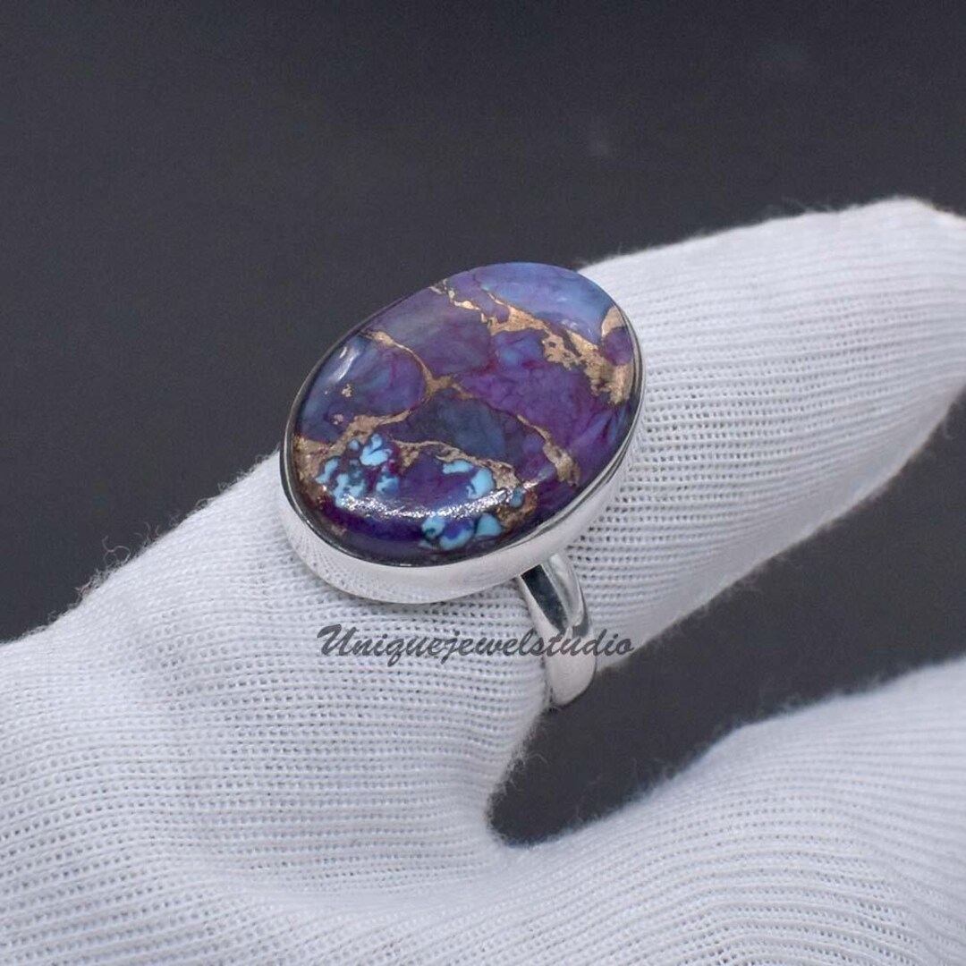 Kingsman Purple Dahlia Turquoise Ring, Solid 925 Sterling Silver Ring ...