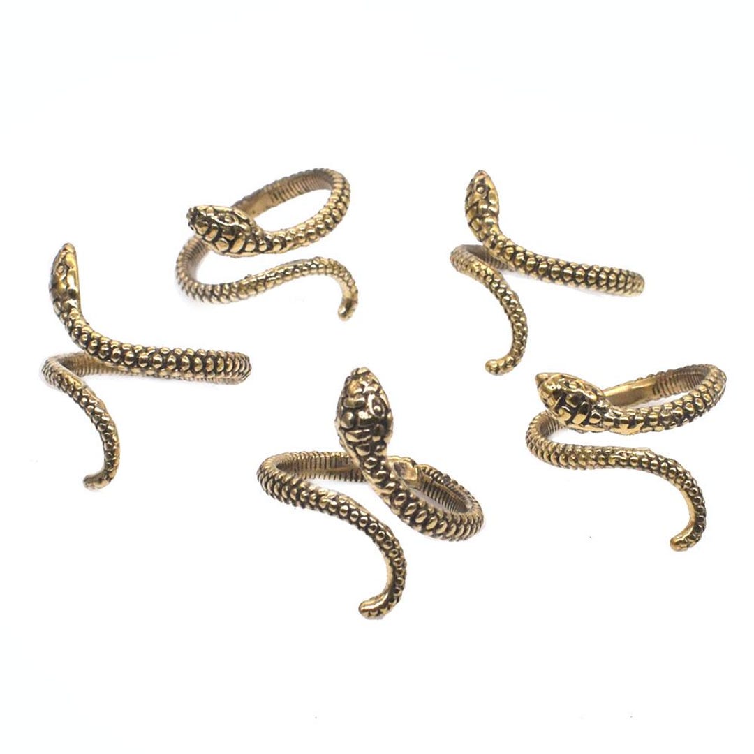 Brass Snake Golden Bronze Ring, Adjustable Snake Serpent Ring Jewelry ...