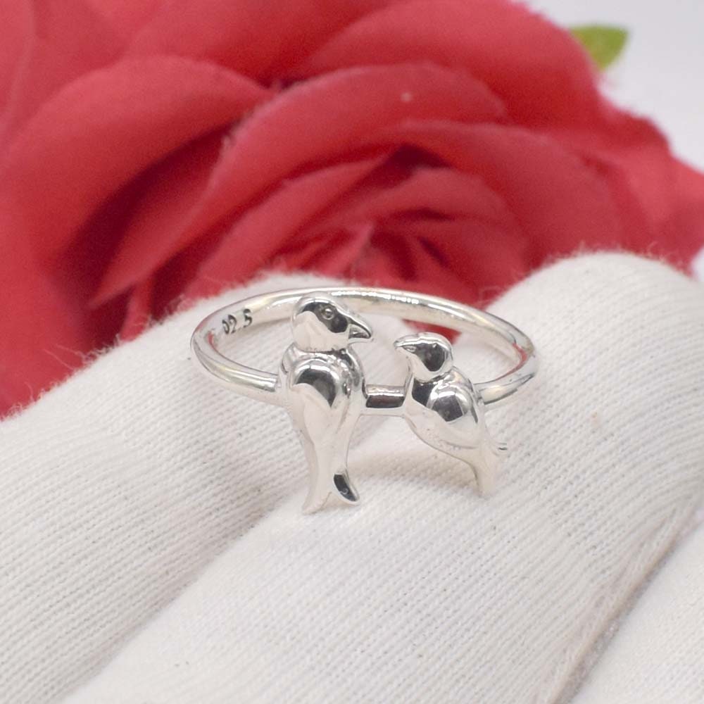 Kissing Love Birds Ring in 925 Sterling Silver for Couples, Bird Ring ...