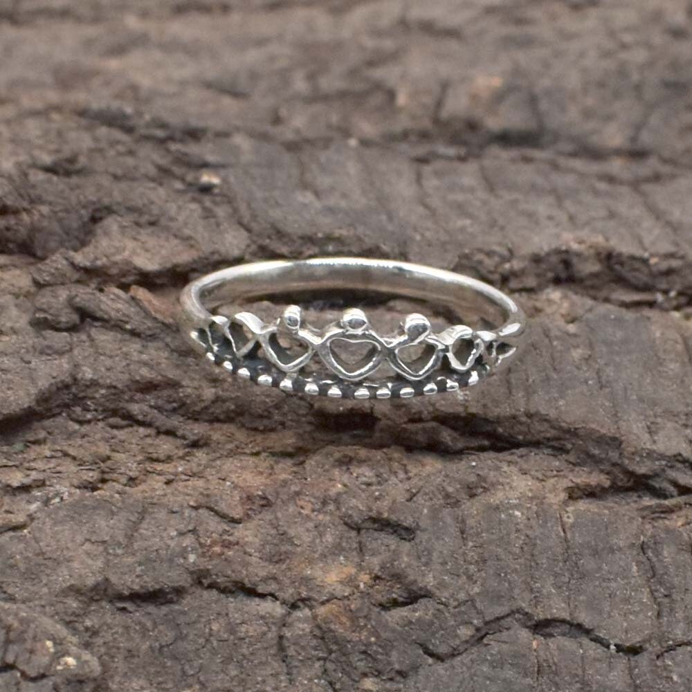 Princess Crown Ring Queen Tiara Crown 925 Sterling Silver Ring, Heart ...