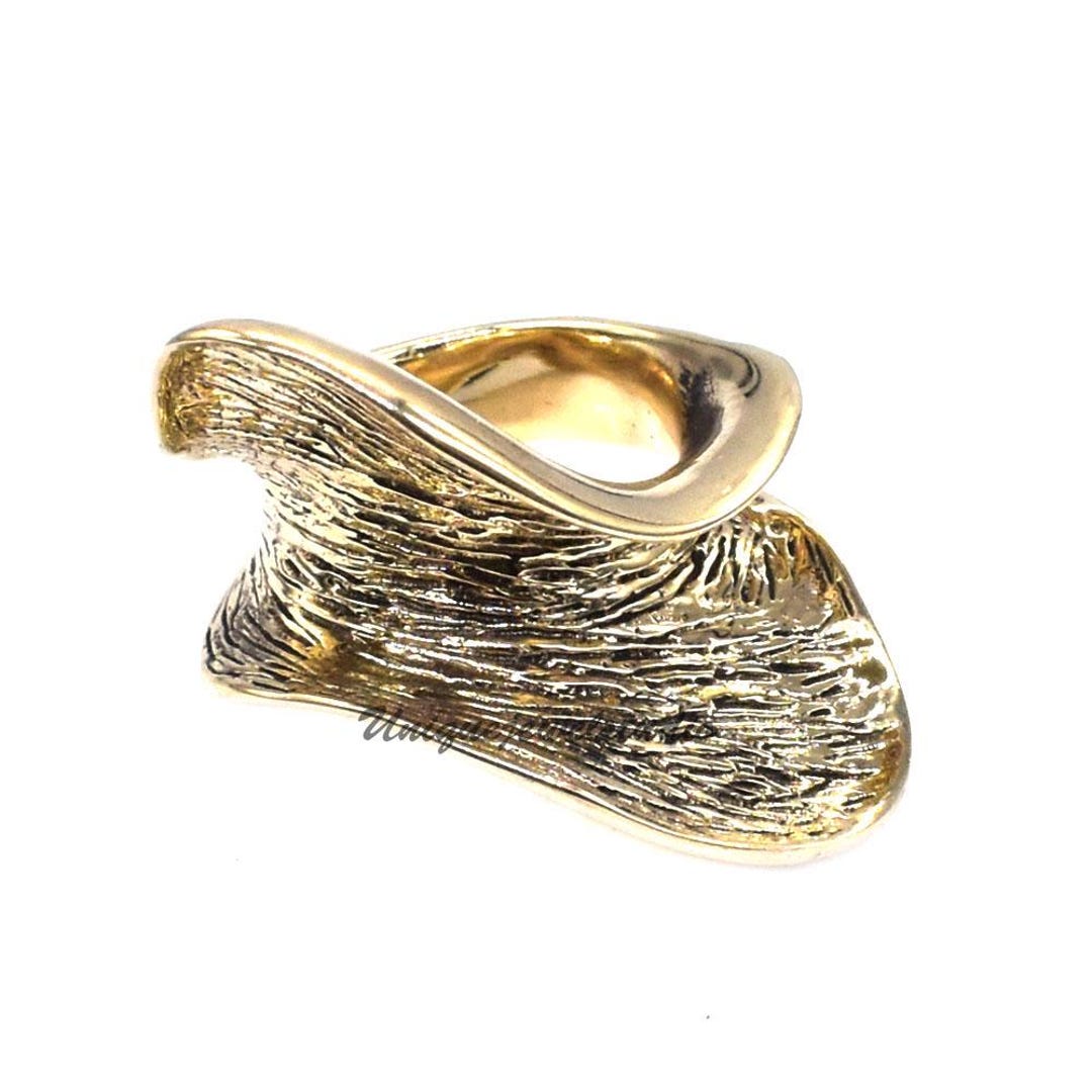 Abstract Sculptured Ring Ocean Wave Ring Textured Brass Ring, the Great ...