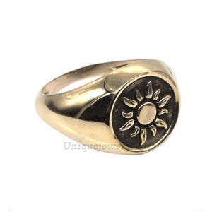 Shining Sun Embossed Ring Gold Sun Round Signet Ring Brass Ring ...