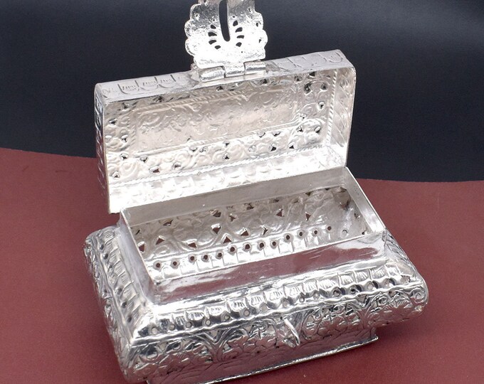 Vintage Style Silver Box Paan Daan Stash Box Antique Silver Indian ...