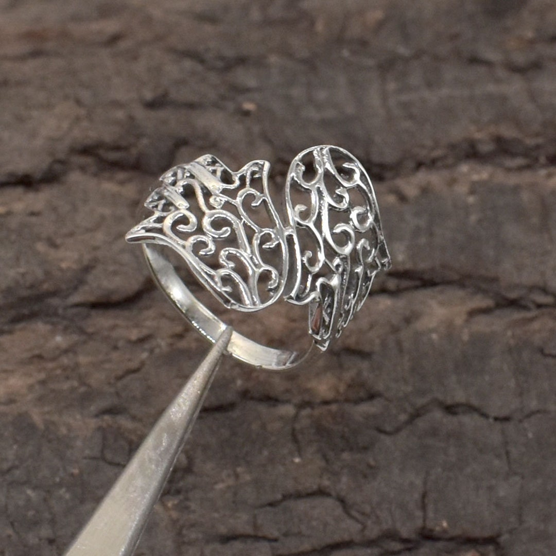 Filigree Hamsa Hand Silver Ring, Hand of Fatima 925 Sterling Silver ...