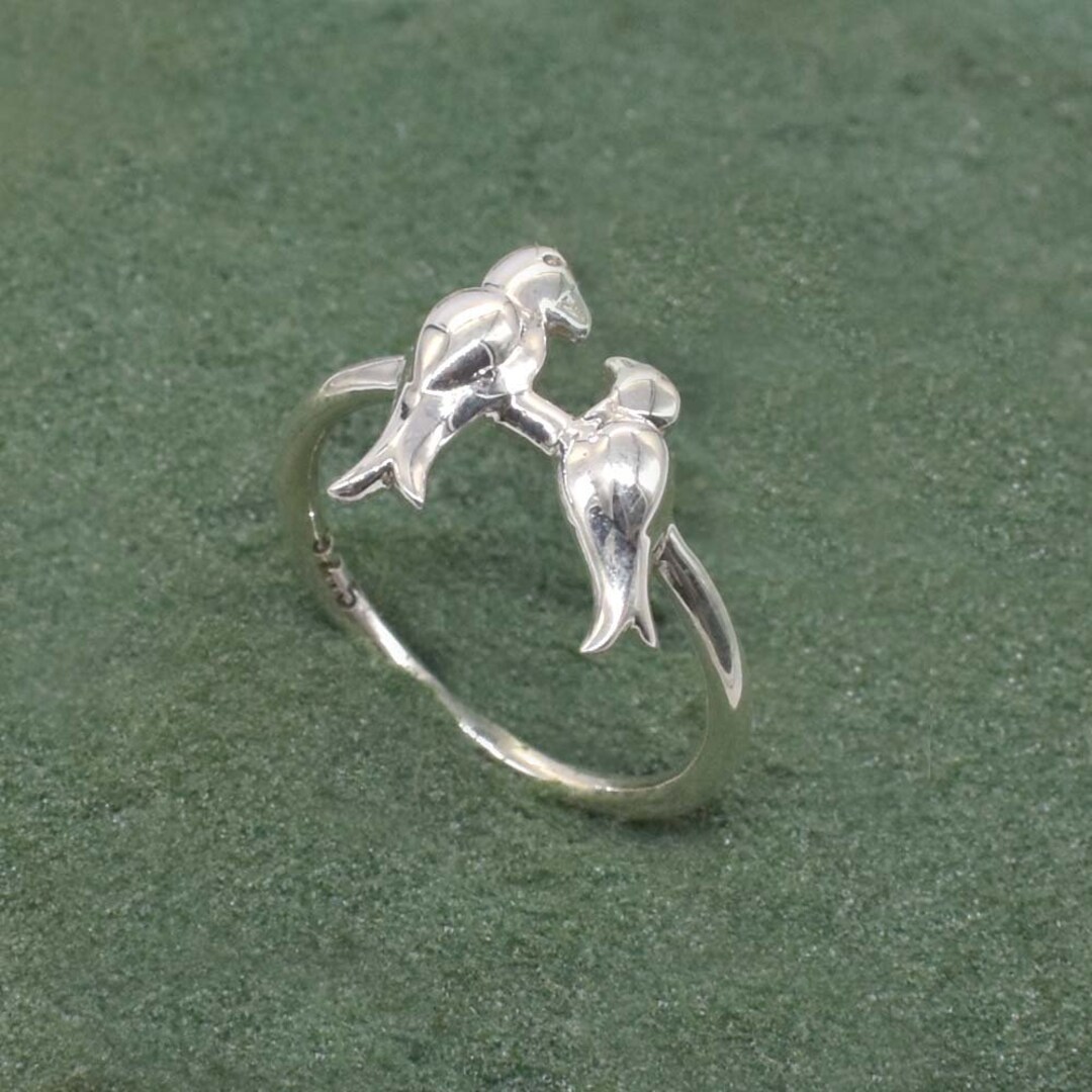 Kissing Love Birds Ring in 925 Sterling Silver for Couples, Bird Ring ...