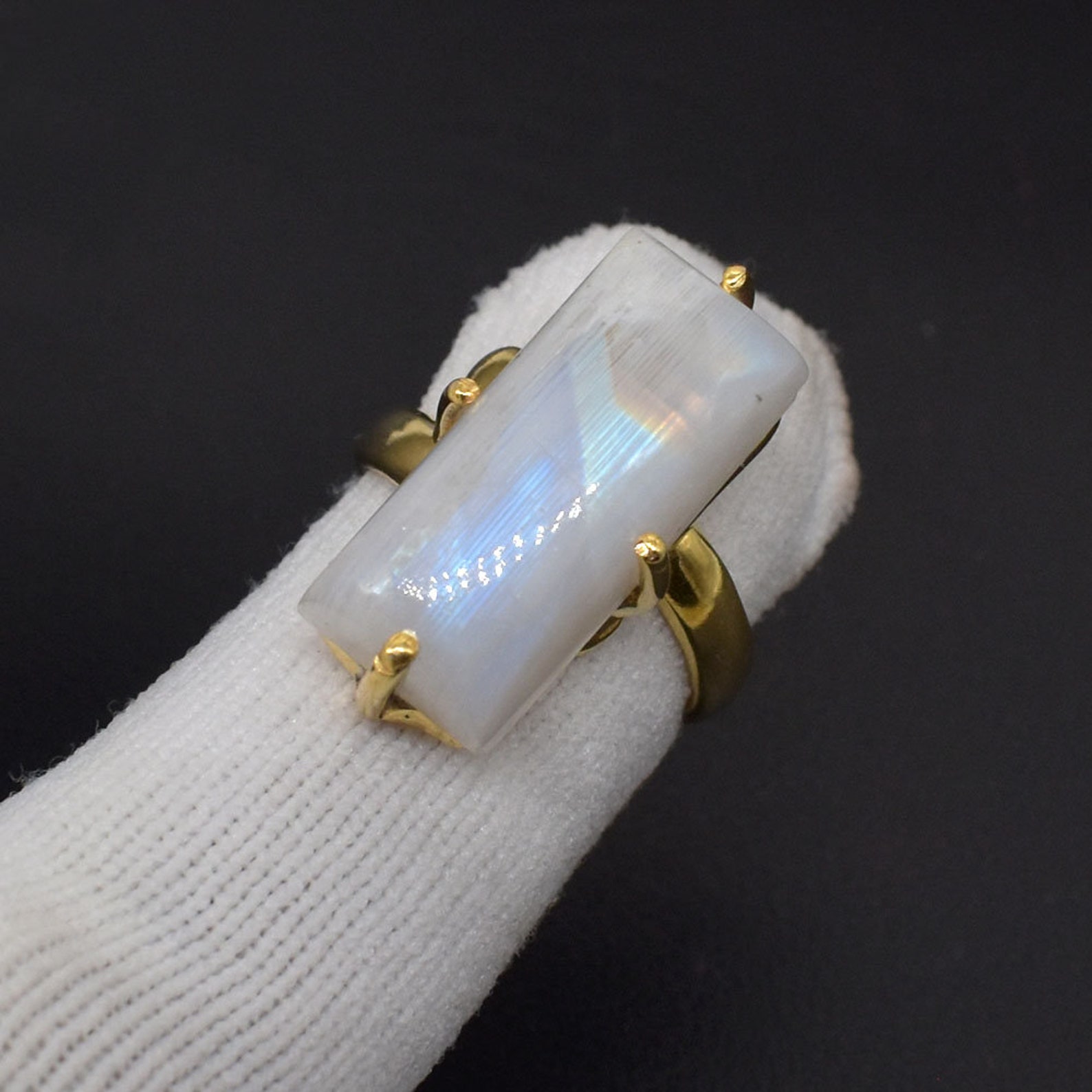 18K Micron Gold Plated Men's Ring, 925 Sterling Silver Ring With Prong ...