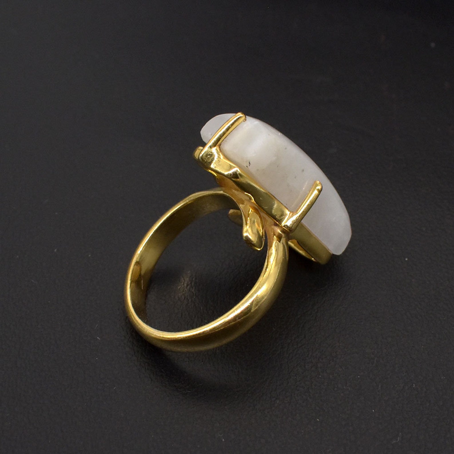 18K Micron Gold Plated Men's Ring, 925 Sterling Silver Ring With Prong ...