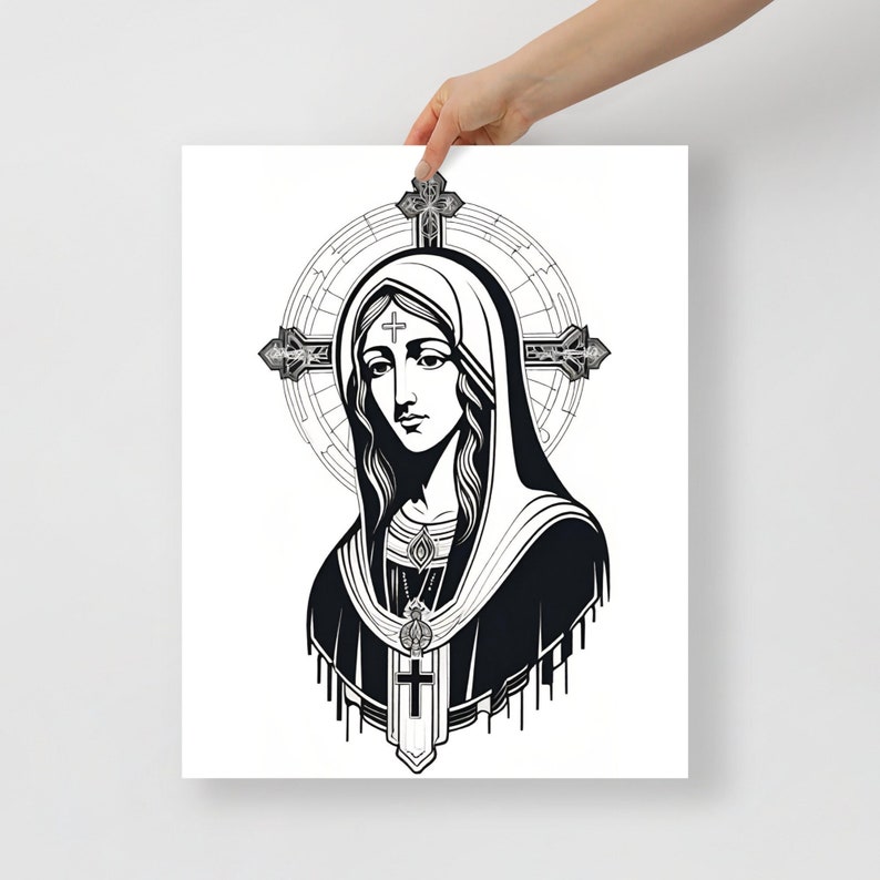 Virgin Mary Orthodox Catholic Poster, Christian Gift Wall Art, Orthodox ...
