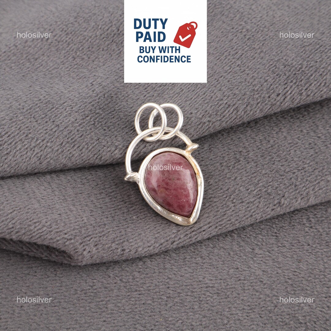 Black Rhodonite Handmade Pear Pendant 925 Solid Sterling Silver Jewelry ...