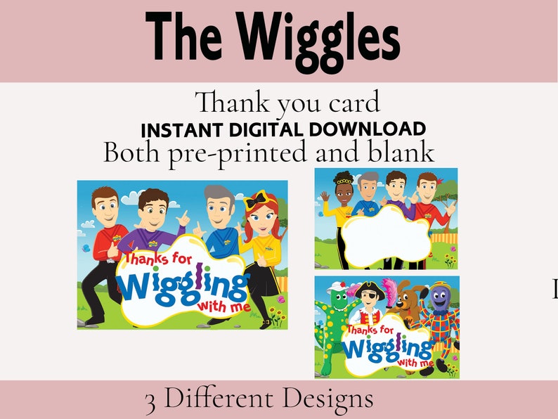 Editable Wiggles Birthday Thank You Cards - Etsy Australia