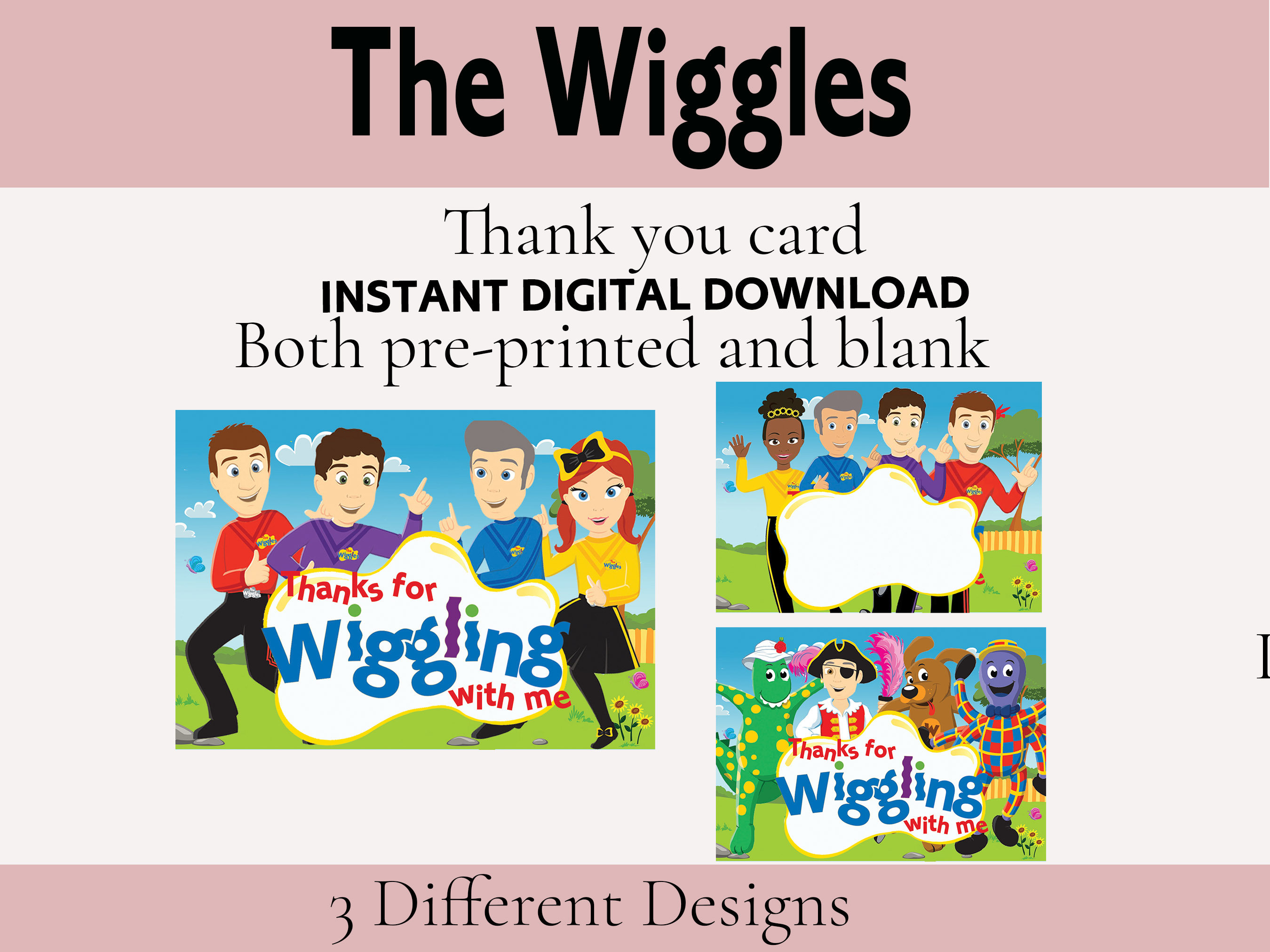 Editable Wiggles Birthday Thank You Cards - Etsy UK