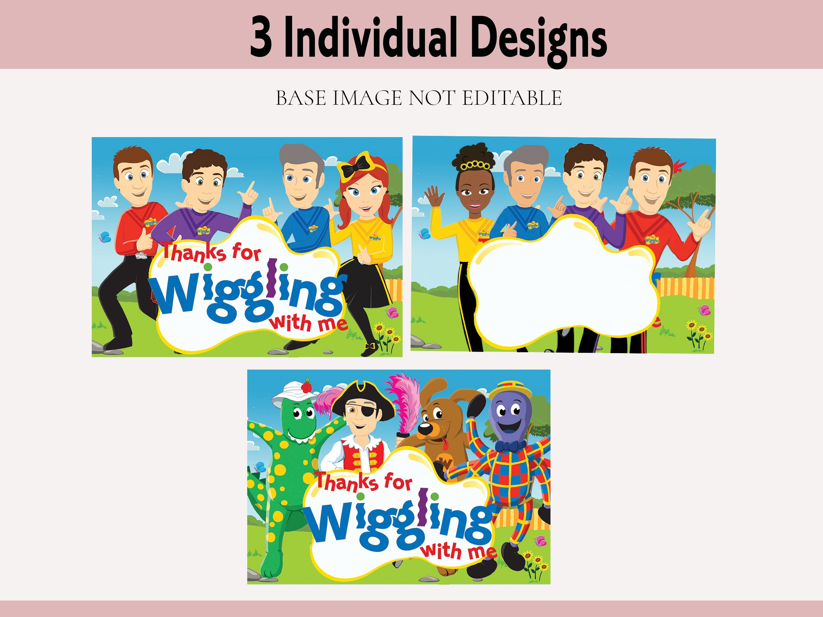 Editable Wiggles Birthday Thank You Cards - Etsy UK