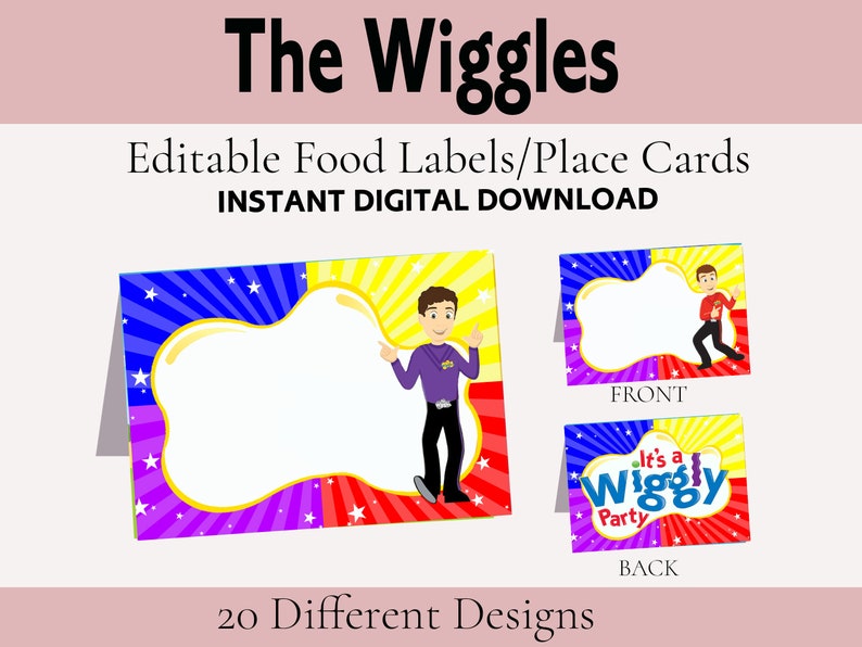 Editable Wiggles Birthday Tents Name Cards - Etsy Australia