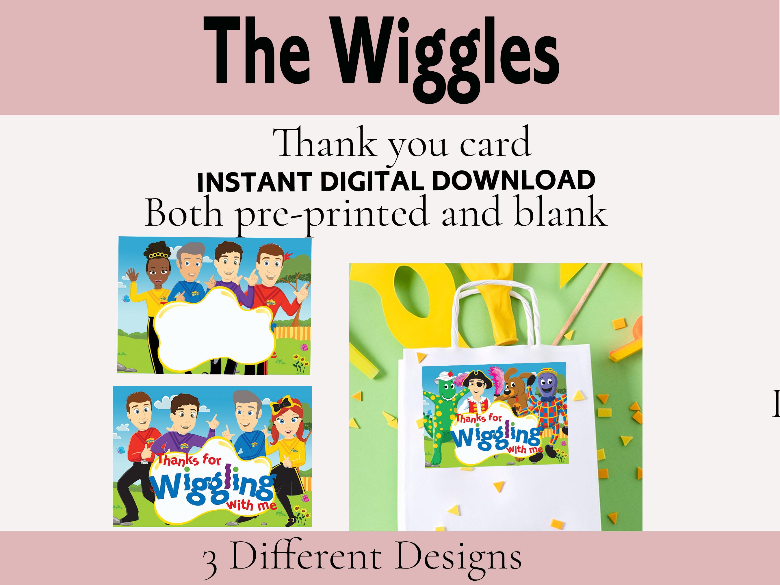 Editable Wiggles Birthday Thank You Cards - Etsy Australia