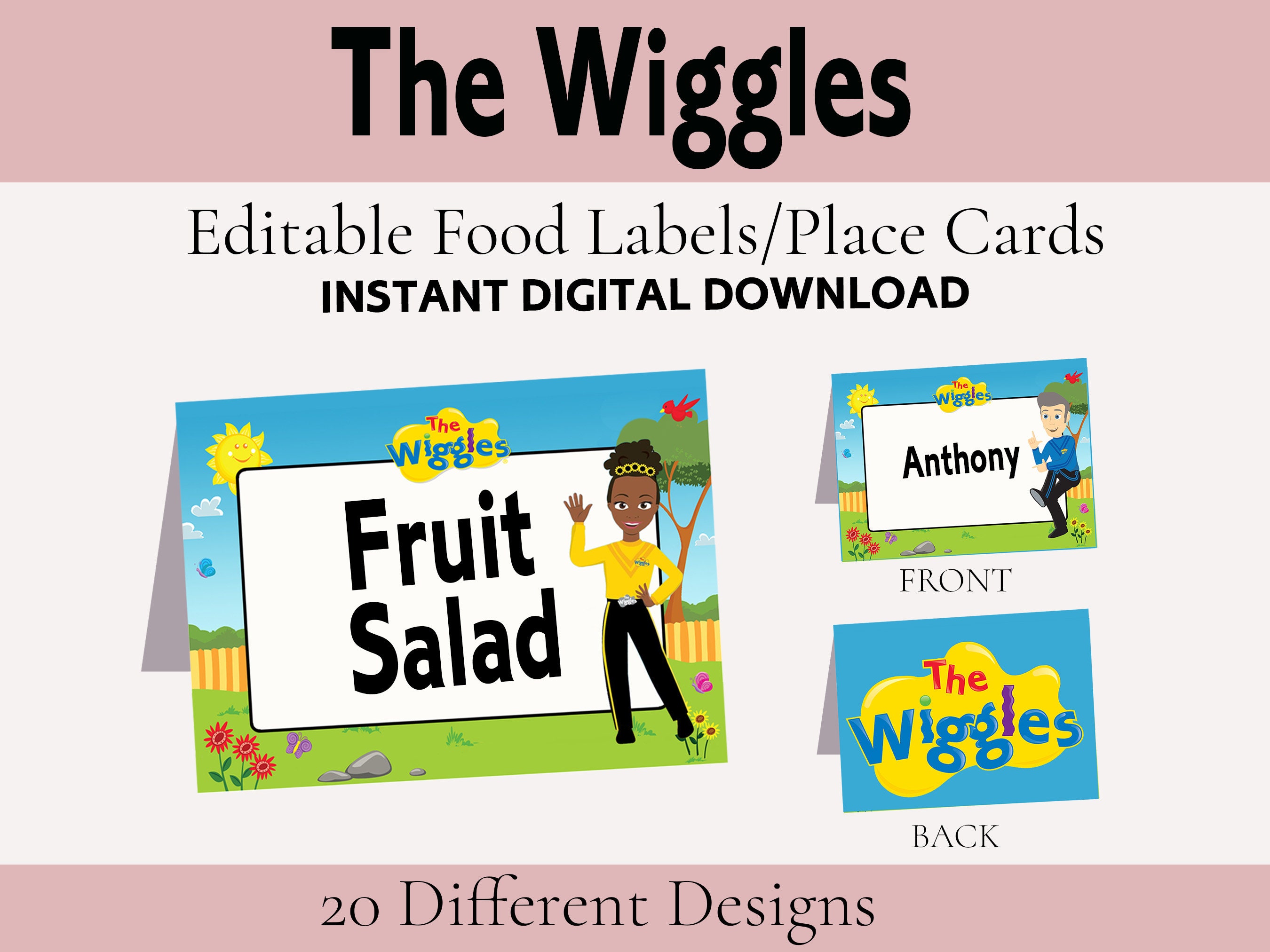Editable Wiggles Birthday Tents Name Cards - Etsy