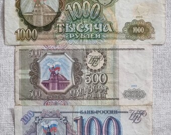 1993 Russian Ruble Banknote Set (100, 500, 1000) – Historic Post-soviet ...