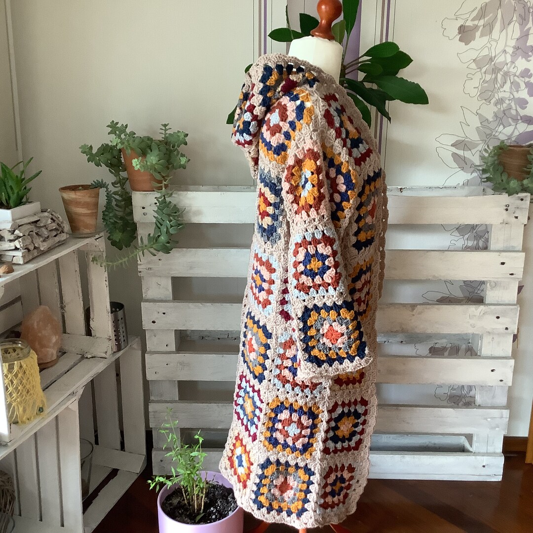 Long Sweater Robe, Soft Warm Jacket, Afghan Sweater Robe, Comfortable ...