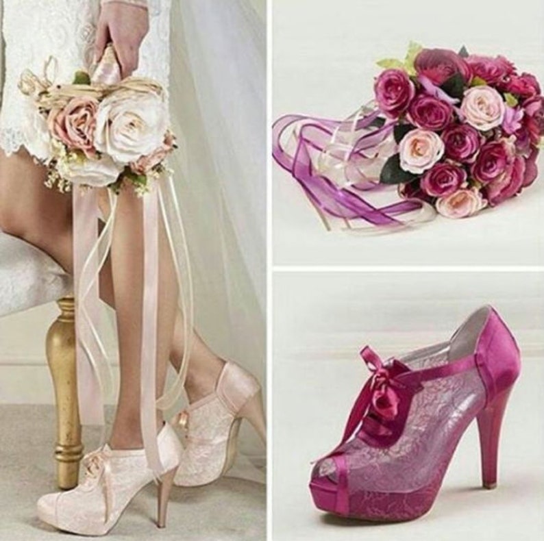 Lace Wedding Shoes Bridal Shoes Bride Shoes with Different | Etsy