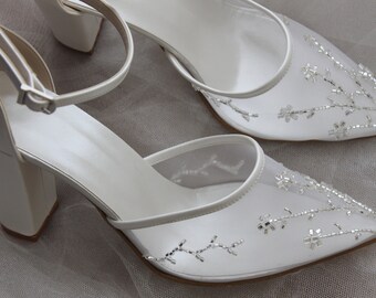 Stone Embellished Ivory Lace Wedding Shoes Bridal | Etsy