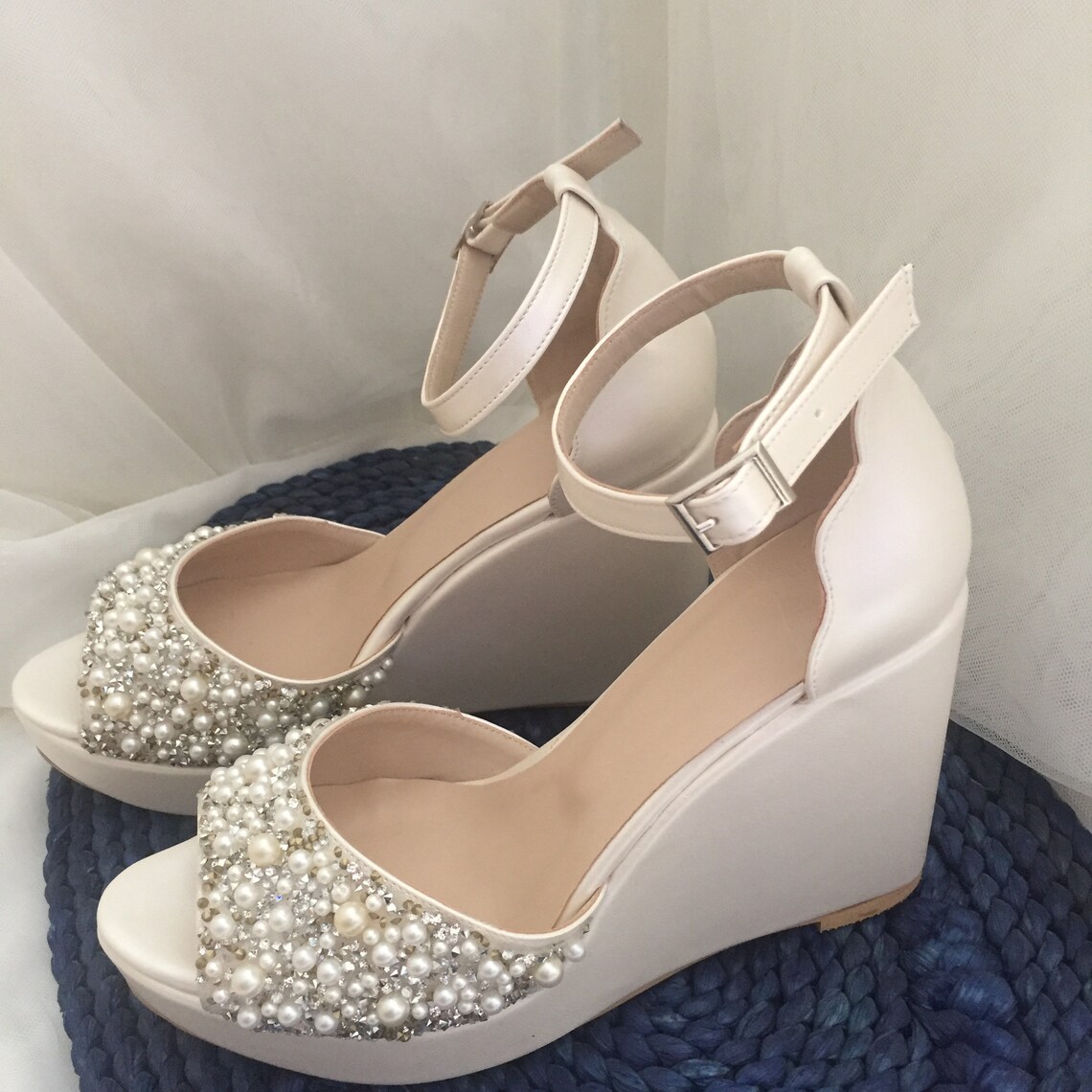 Stone Embellished Wedge Wedge For Brides Wedding Shoes | Etsy