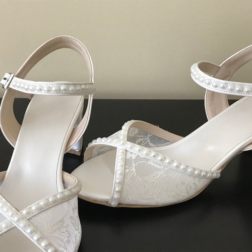 Stone Embellished Ivory Lace Wedding Shoes Bridal - Etsy