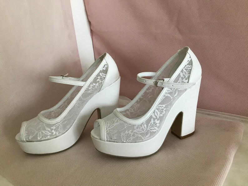 Platform Wedding Shoes For Bride medium heel wedding shoe | Etsy