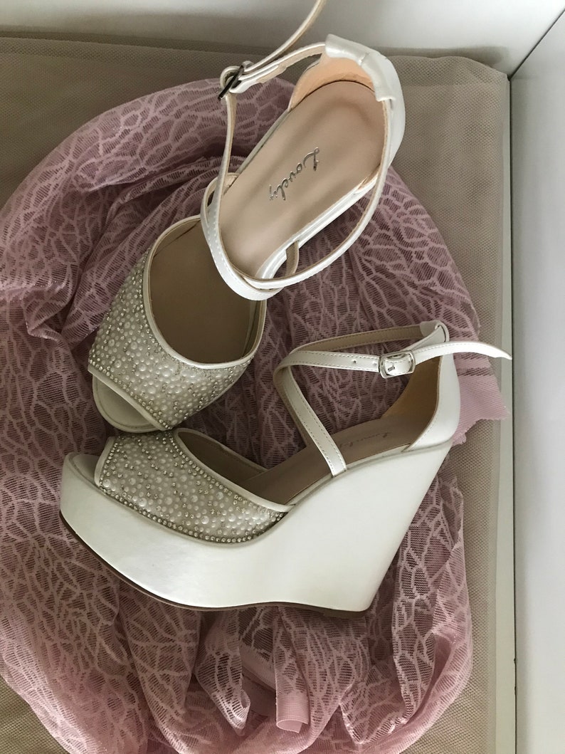 Wedding Shoe for Bride Wedge Bride Shoe for wedding | Etsy