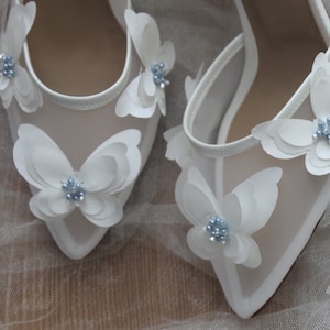 Navy Blue Pearl-butterfly Embellished Shoes , Navy Blue Pearl ...