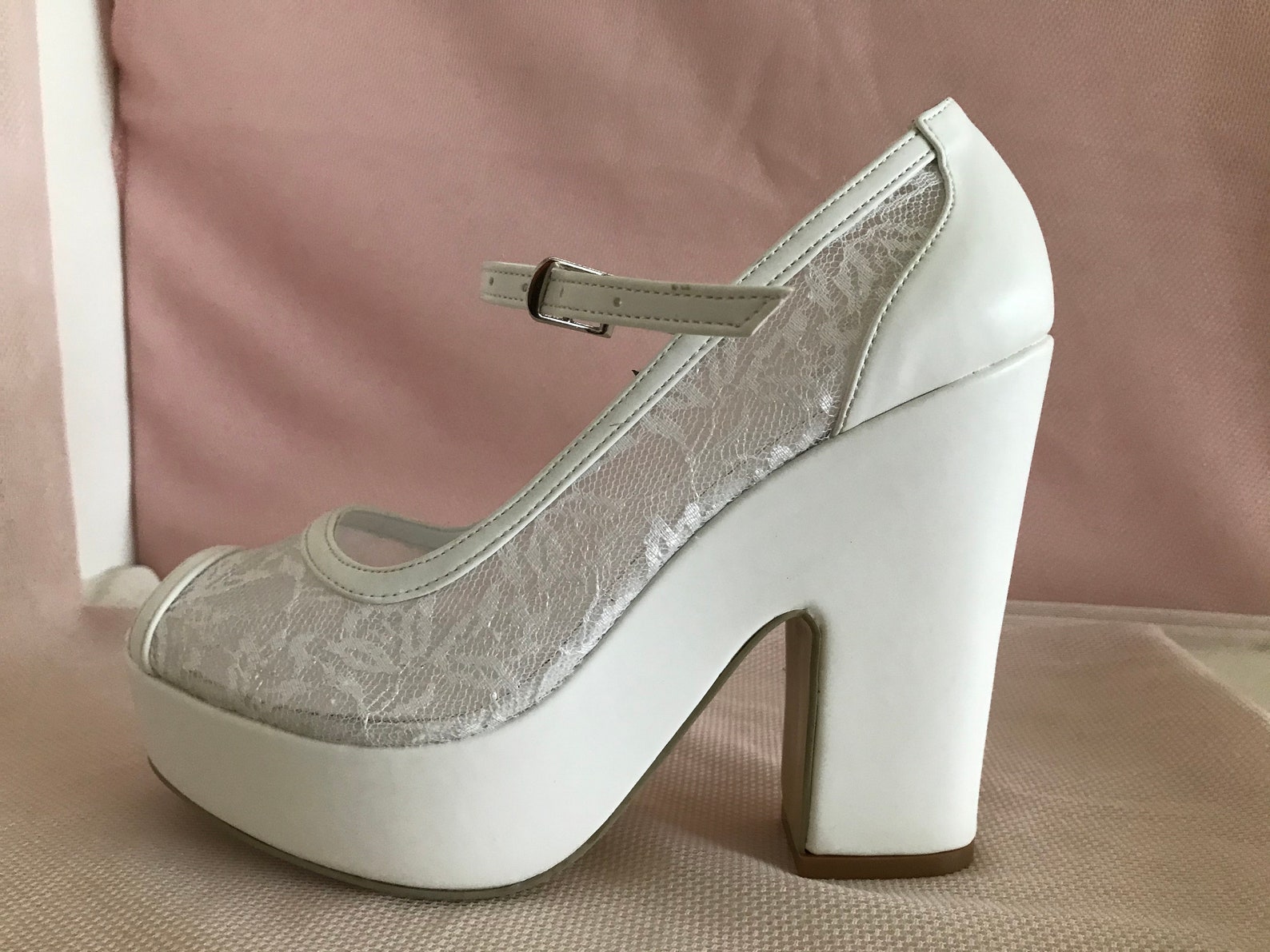 Platform Wedding Shoes for Bride Medium Heel ,wedding Shoe for Bride ...