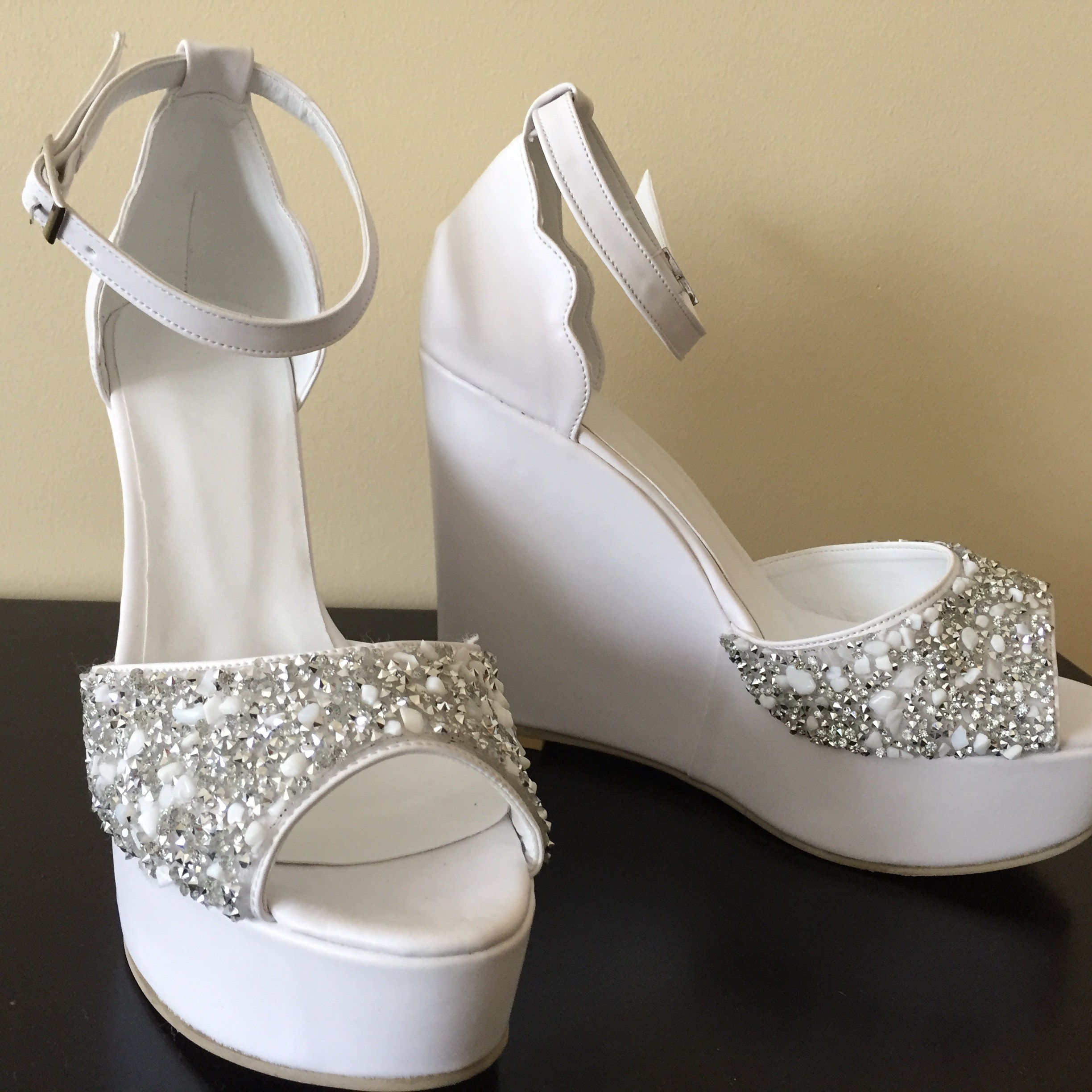 Stone Embellished Wedge Wedge for Brides Wedding Shoes - Etsy