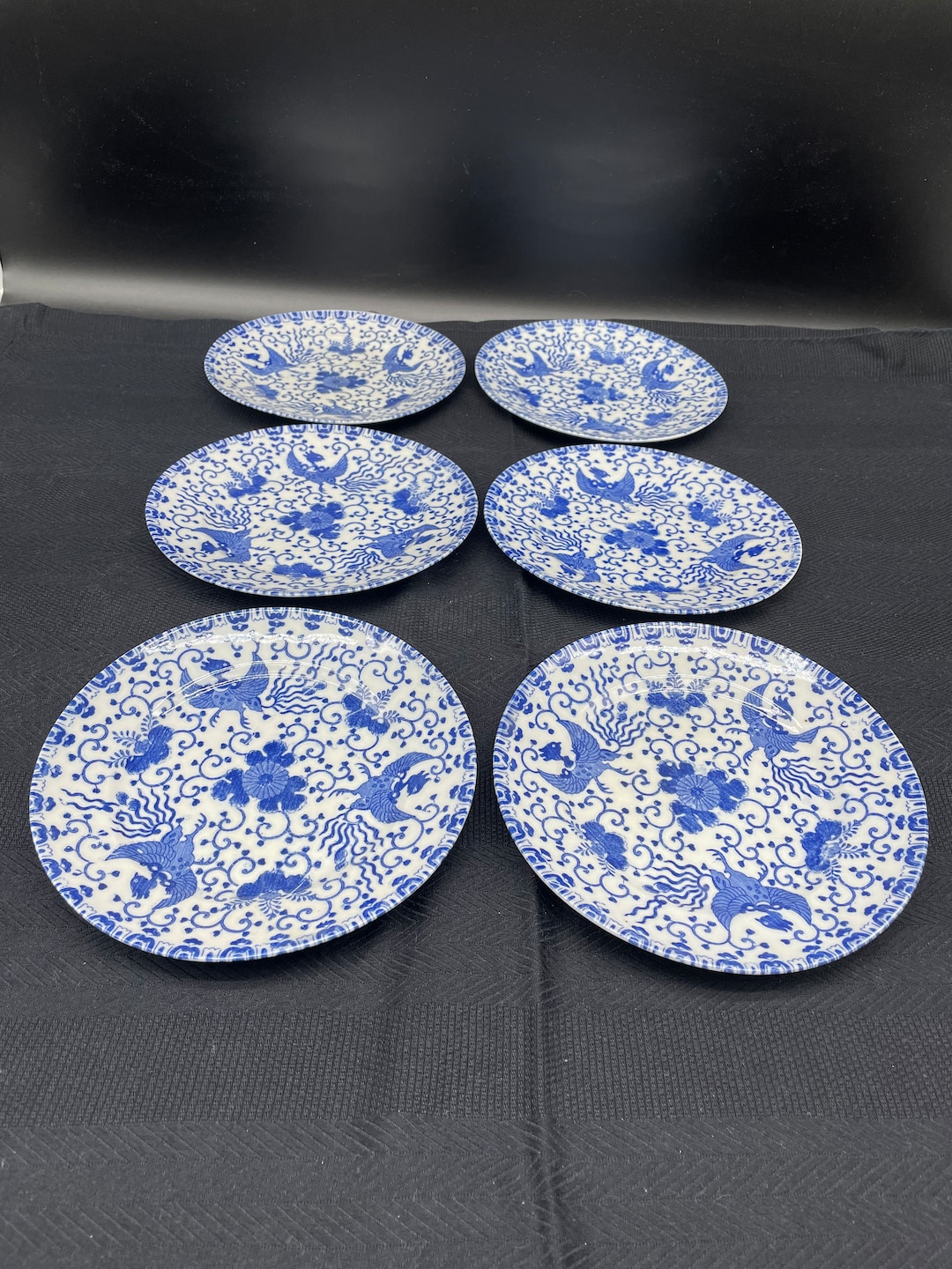 Vintage, Service of 6 Dessert Plates, Floral Decoration, Flowers ...