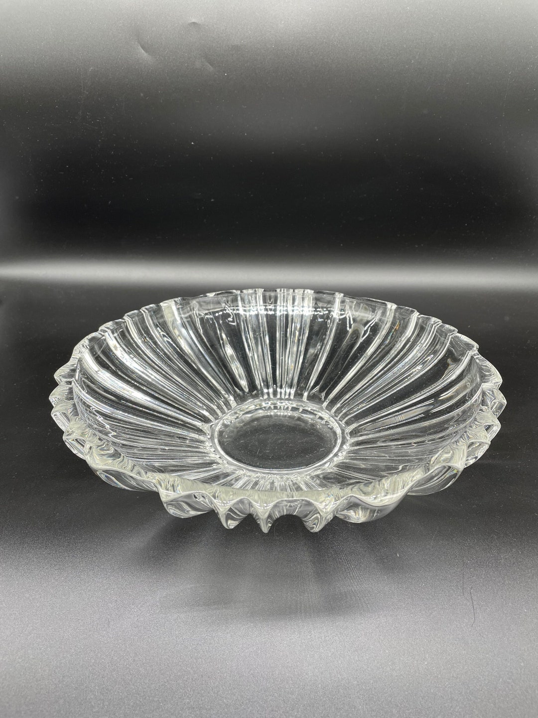 Vintage Large Glass Bowl Round Massive Petal Flower - Etsy