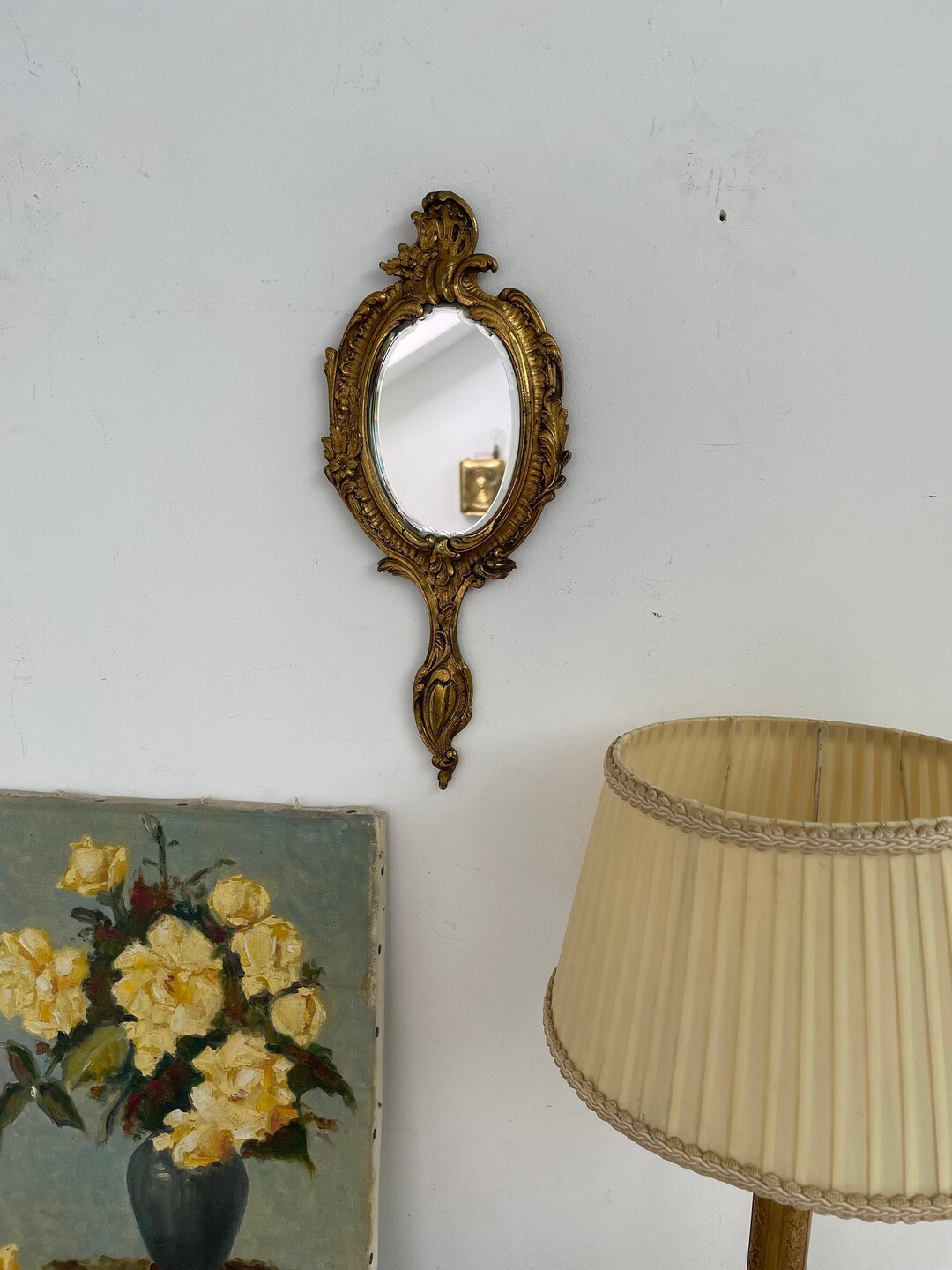 Antique Hand Mirror Hand Face Bronze Gilded Handle - Etsy