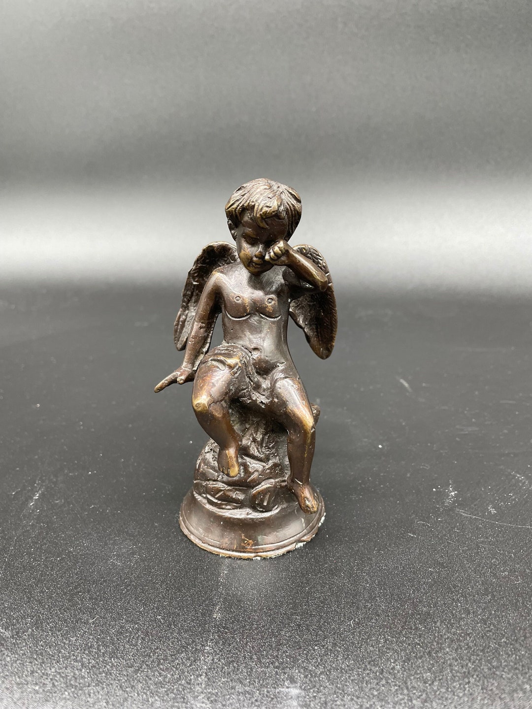 Antique Crying Winged Cherub Bronze Statue Sculpture - Etsy