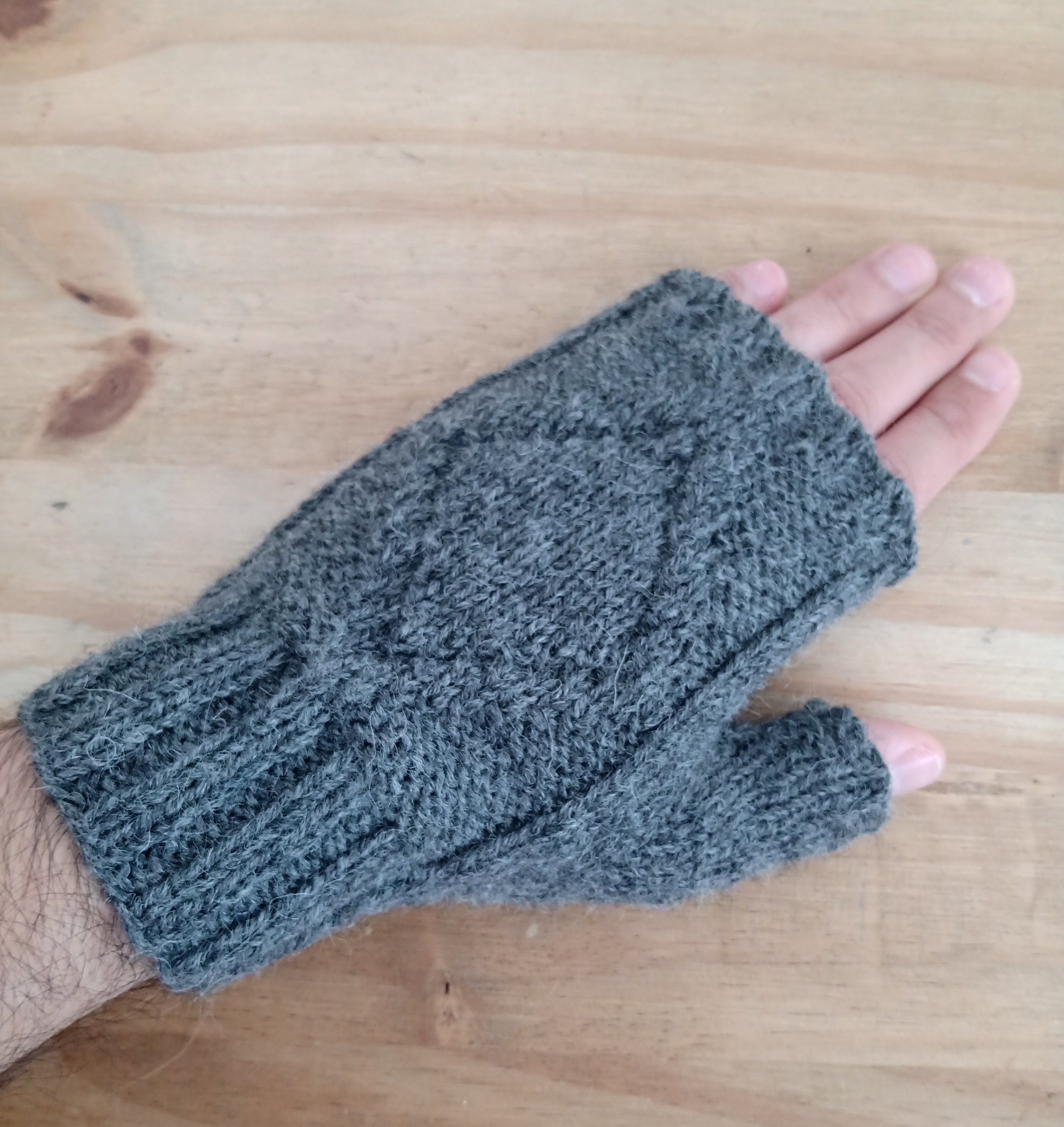 Wool & Alpaca Fingerless Mittens Unisex - Etsy New Zealand