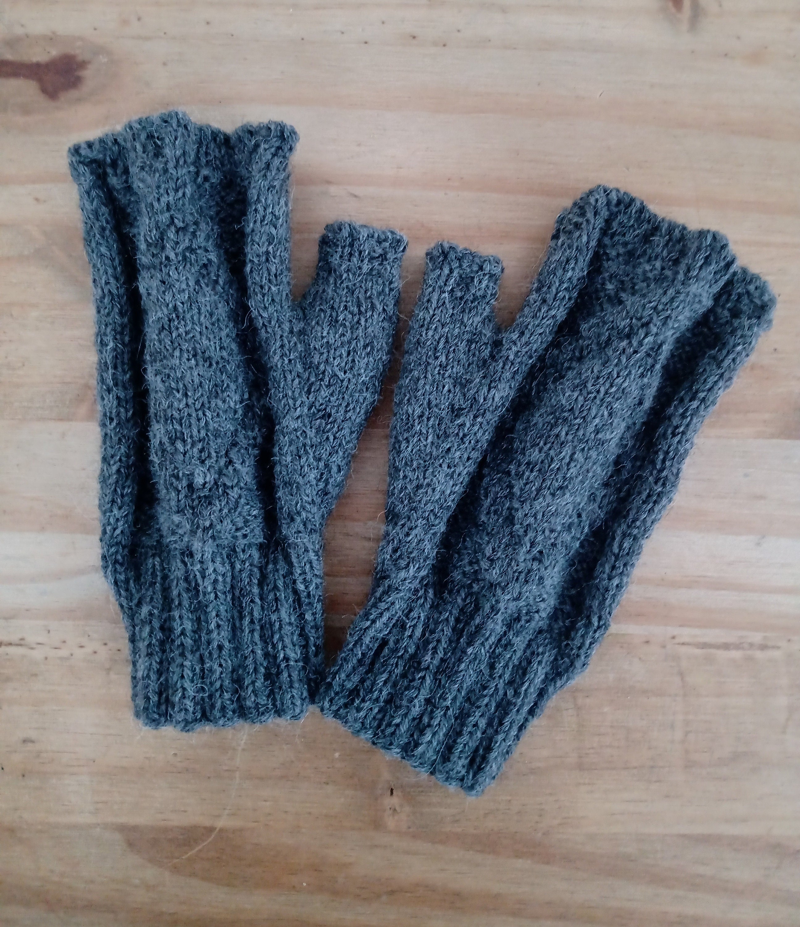 Wool & Alpaca Fingerless Mittens Unisex - Etsy New Zealand