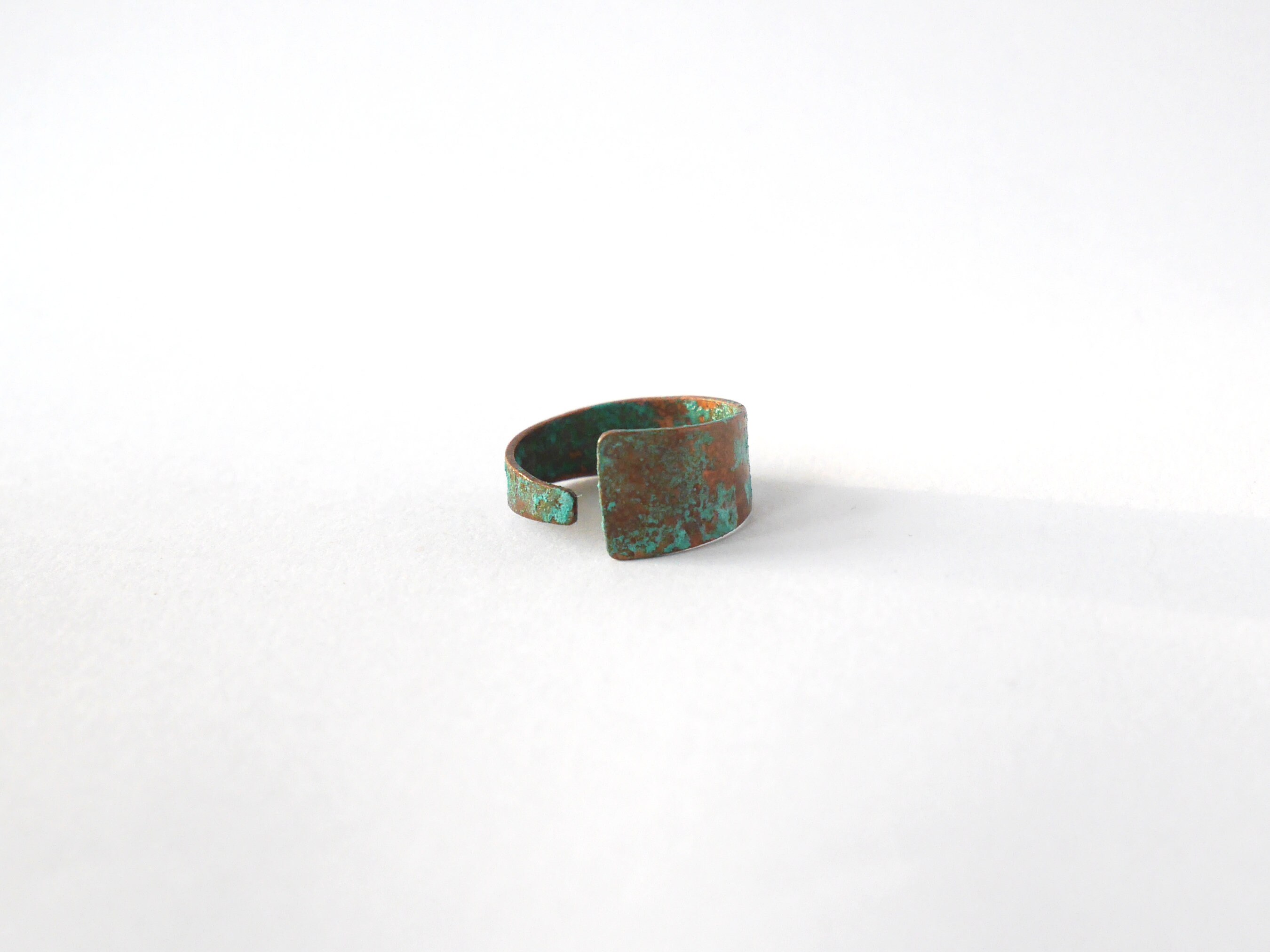 Patina Copper Ring, Asymmetrical and Adjustable - Etsy