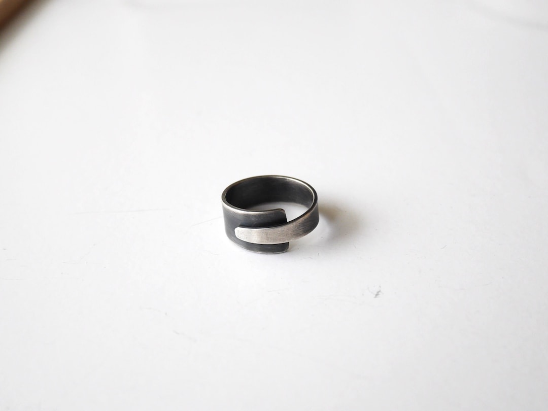 Adjustable Patina Sterling Silver Ring, Oxidized Silver Ring, Silver ...