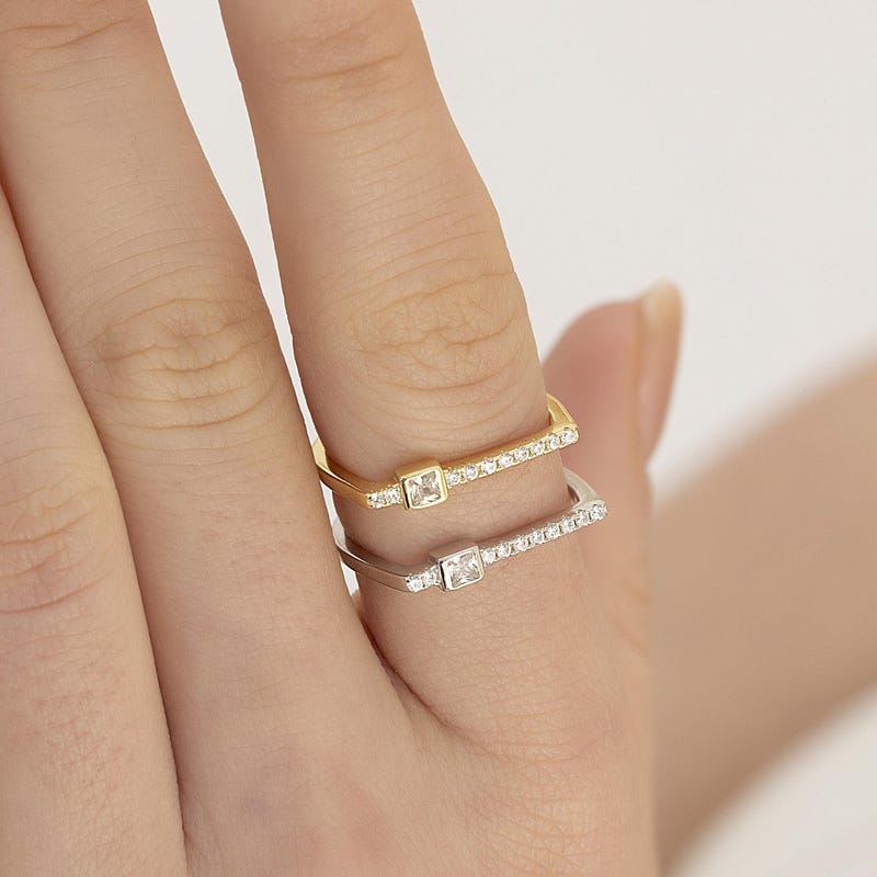 Square Stone Ring - Etsy
