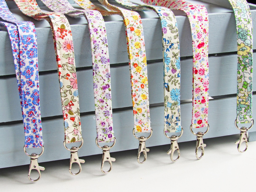 Floral Cotton Lanyard With Breakaway Clip- Handmade Neck Straps - Etsy