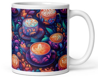 Psychedelic Trippy Face Optical Illusion Acid Hippie Retro Ceramic ...