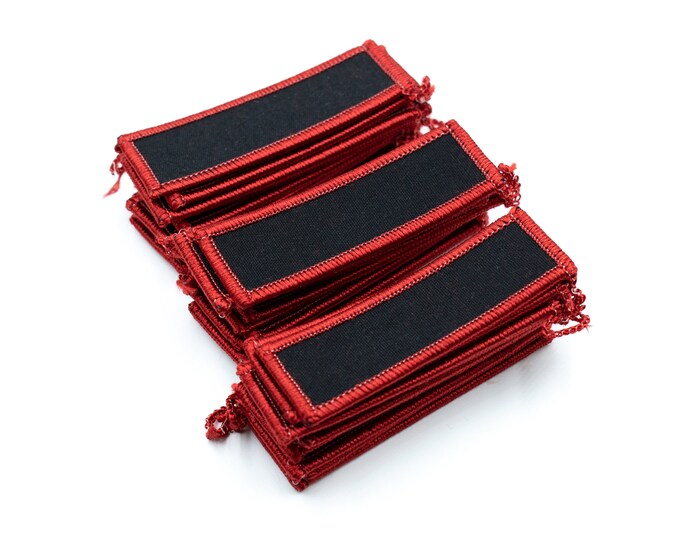 Blank Name Badge 3 Black Rectangle With Red Border Sew-on Non-iron Use ...