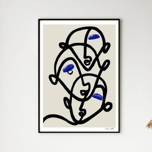 One Line Art Framed Print , Abstract Wall Art , Minimalistic Print ...